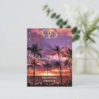 Tropical Sunset Wedding Reception Card | Zazzle