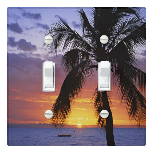 Tropical Sunset with Palm Tree Light Switch Cover | Zazzle