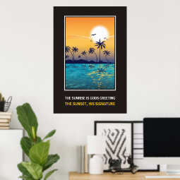 Tropical sunset with quote motivational print | Zazzle