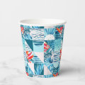 Tropical Teal Geometric Abstract Pattern Paper Cups | Zazzle