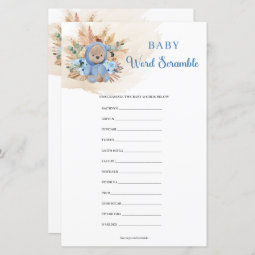 Tropical teddy bear dred palm Baby Word Scramble | Zazzle