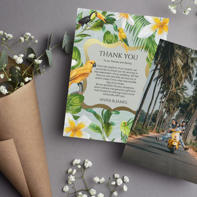 Tropical Thank You Card with Photo | Zazzle