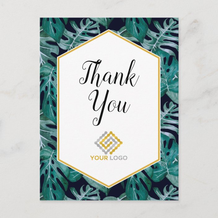 Tropical Thank You Logo Business Postcard | Zazzle.com