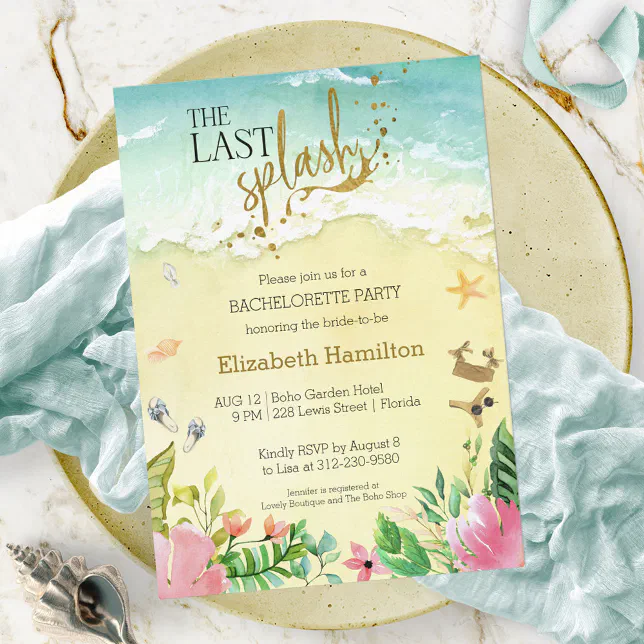 Tropical The last splash Bachelorette Party Invitation | Zazzle