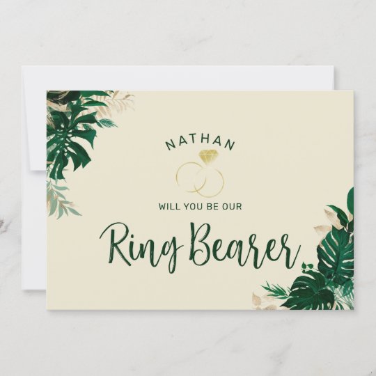 Tropical Themed Be Our Ring Bearer Proposal Card | Zazzle.com