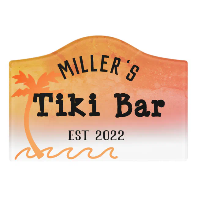 Tropical Tiki Bar Custom Door Sign | Zazzle