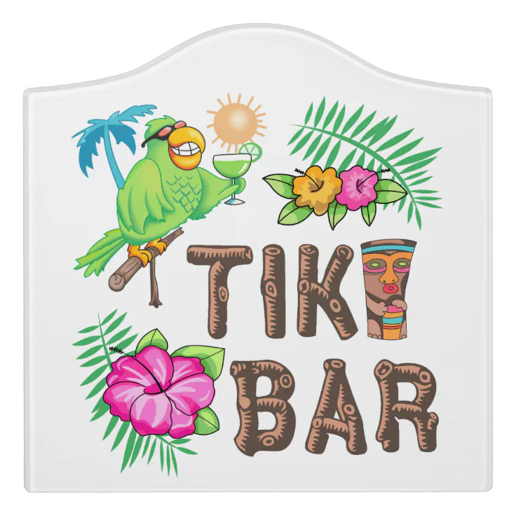 TROPICAL TIKI BAR DOOR SIGN | Zazzle