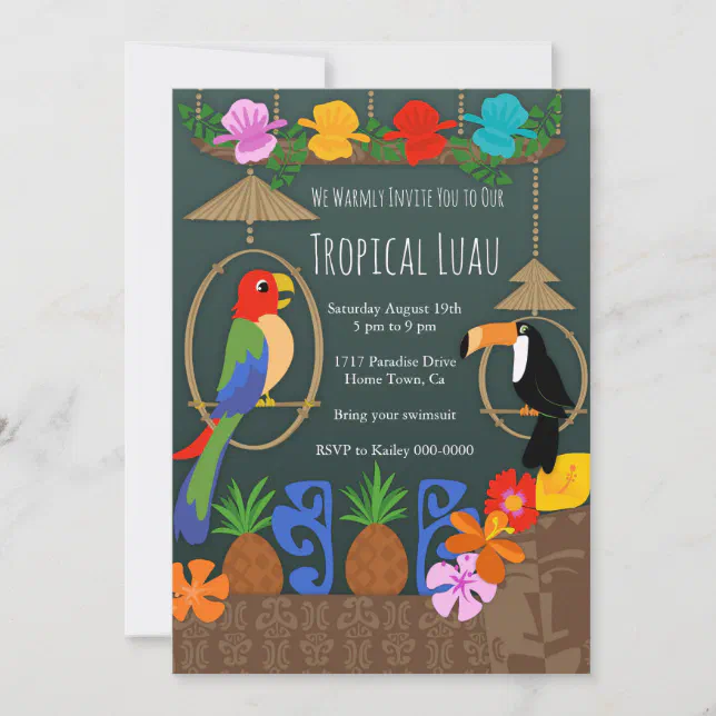 Tropical Tiki Party Initation Invitation | Zazzle