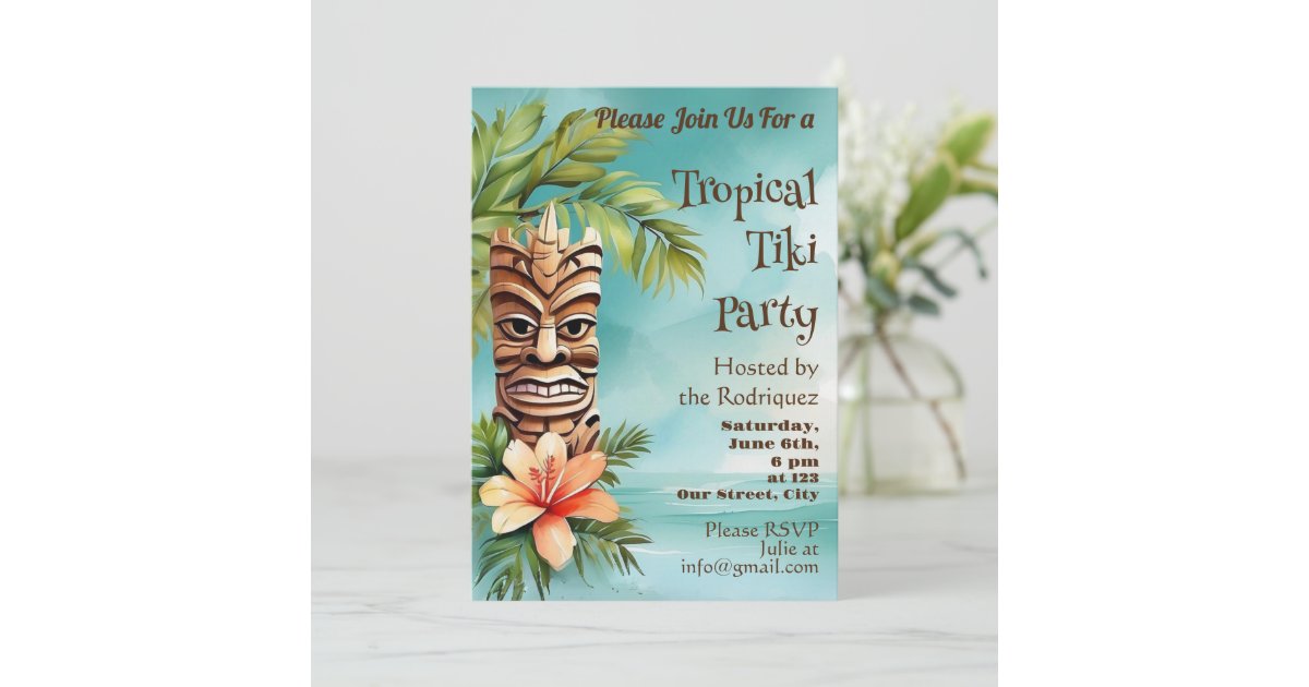 Tropical Tiki Party Invitation | Zazzle