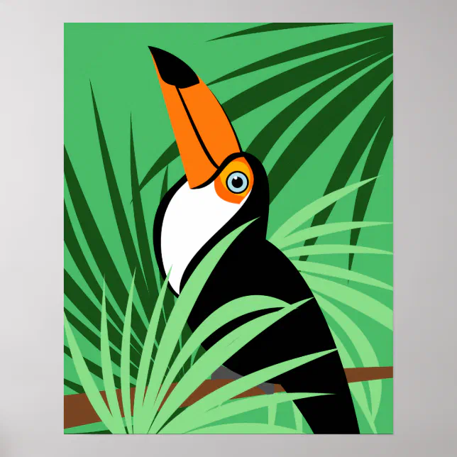 Tropical Toucan Bird Illustration Poster | Zazzle