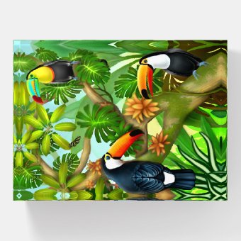 Tropical Toucan Birds in Jungle Art Paperweight | Zazzle