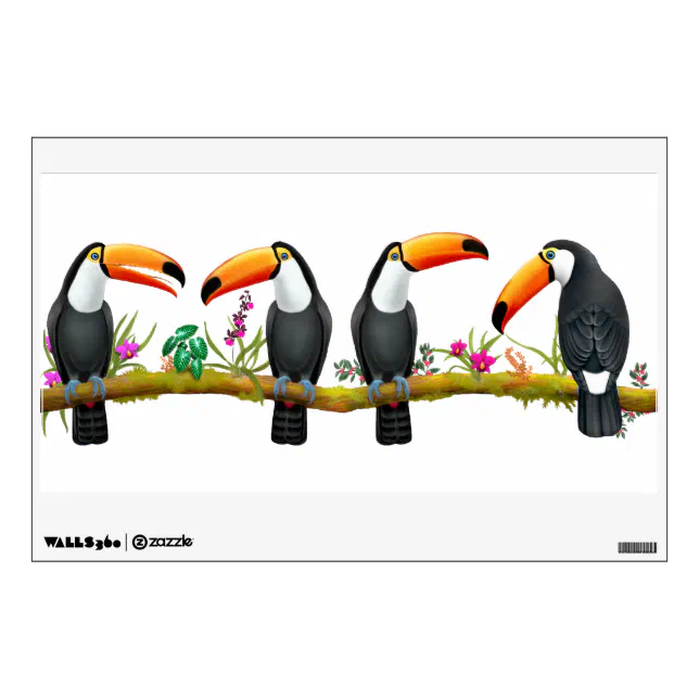 Tropical Toucan Birds Wall Decal | Zazzle