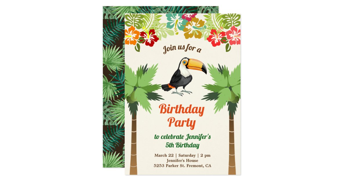 Tropical Toucan Birthday Party Invitation | Zazzle.com
