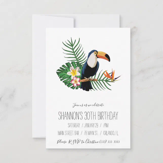 Tropical Toucan Birthday Party Invitation | Zazzle