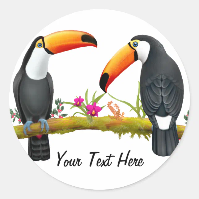Tropical Toucans Custom Sticker | Zazzle