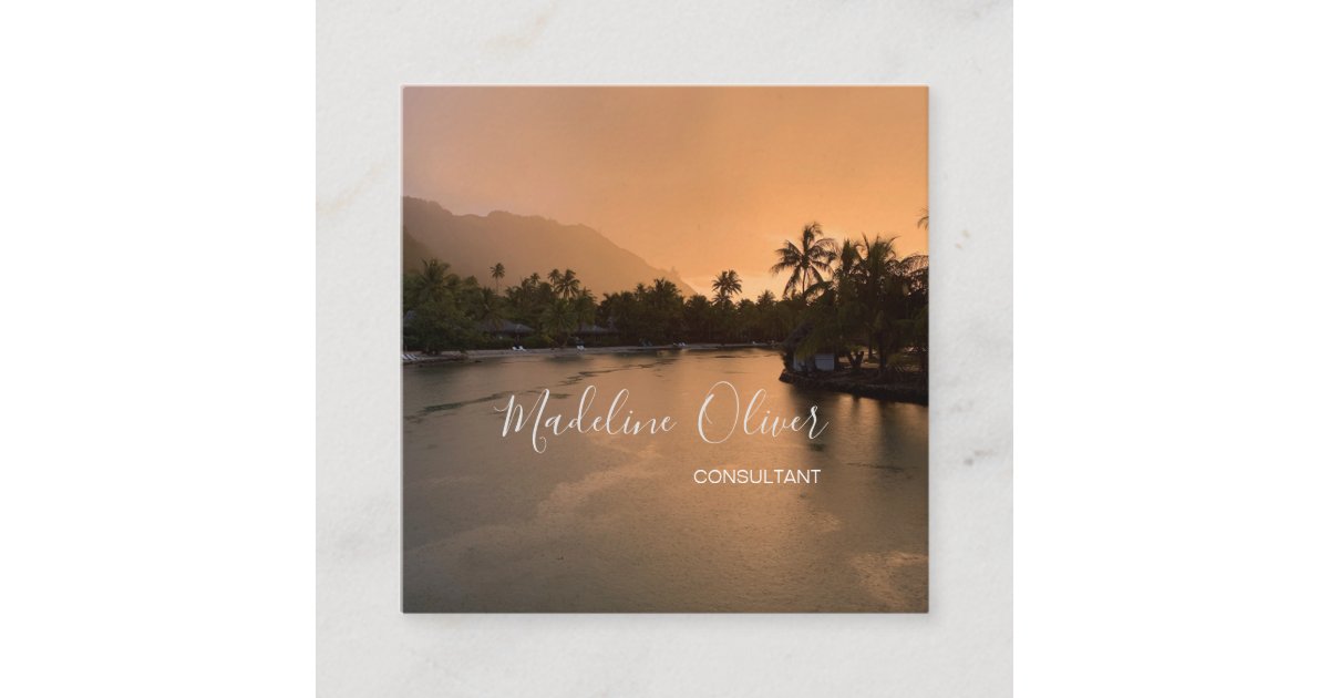 Tropical Travel QR Code Modern Professional Square Business Card | Zazzle