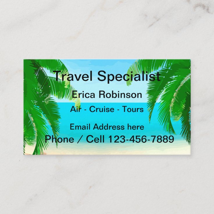Tropical Travel Specialist Beach Theme Business Card | Zazzle