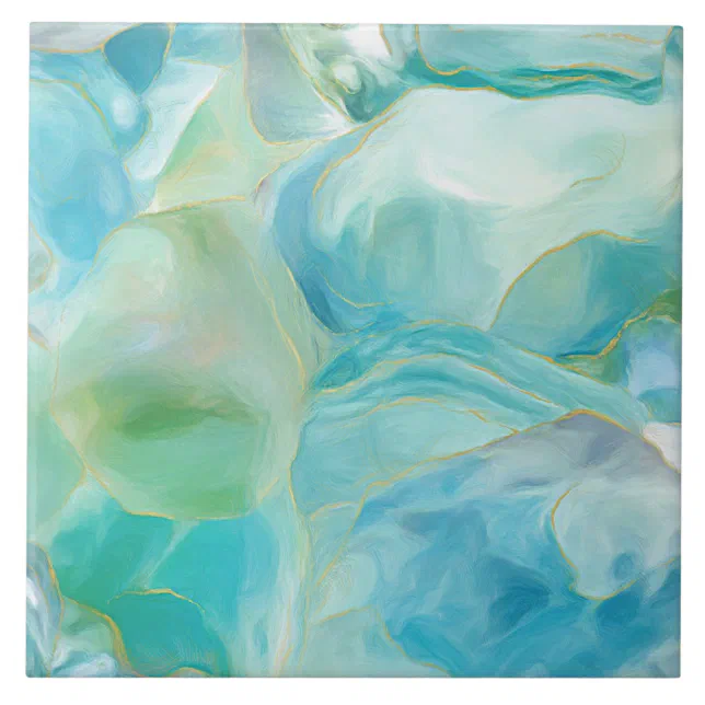 Tropical Turquoise Abstract Gemstone Coastal Ceramic Tile | Zazzle