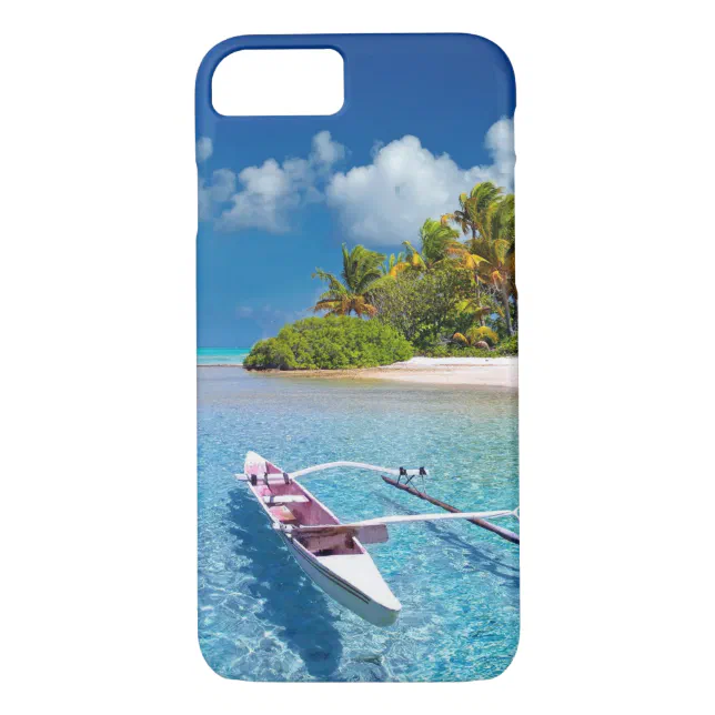 Tropical Turquoise Beach Boat Island Case-Mate iPhone Case | Zazzle