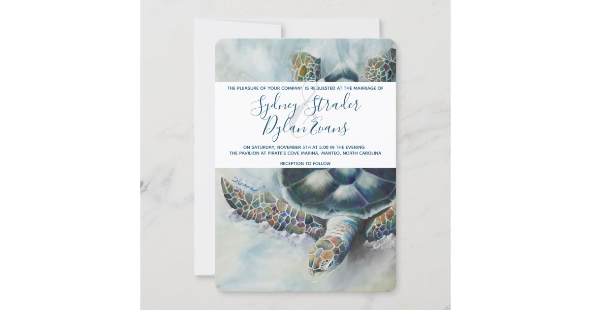 Tropical Turtle Wedding Invitation | Zazzle