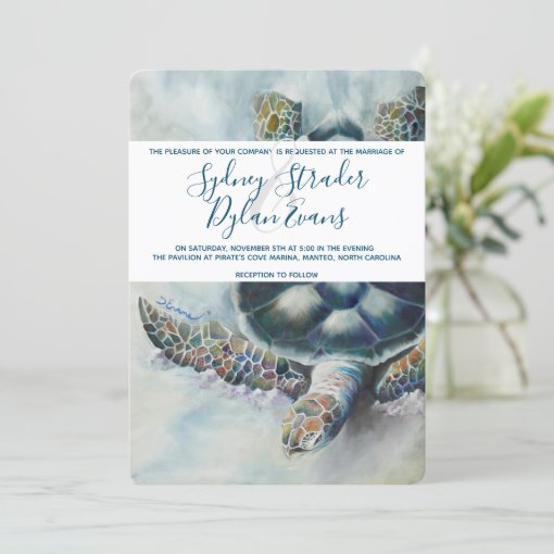 Tropical Turtle Wedding Invitation | Zazzle