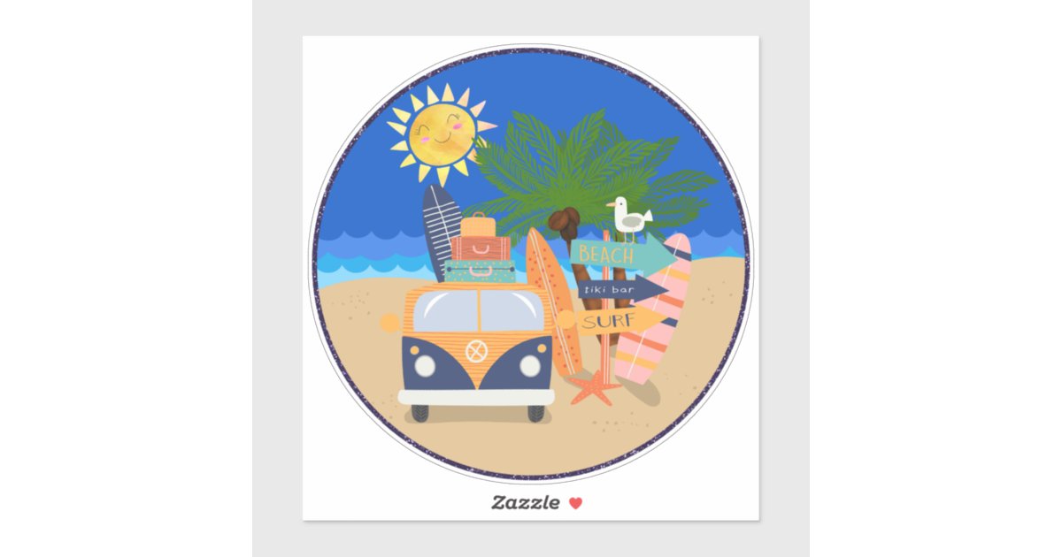 Tropical Vacation Beach Life Sticker | Zazzle