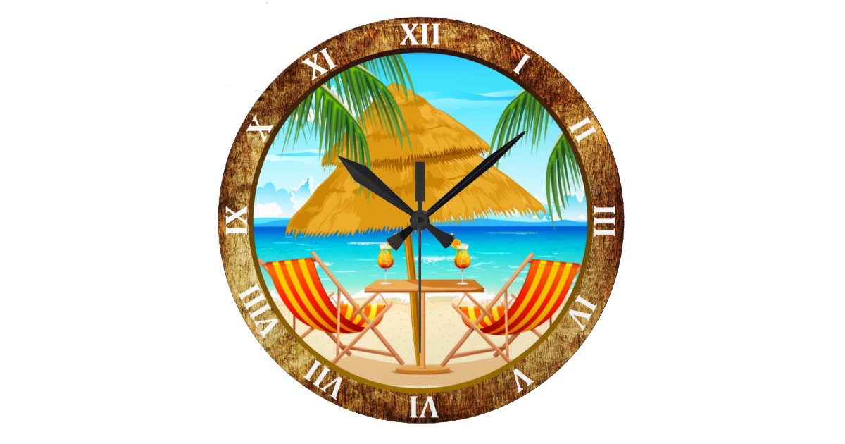 Tropical Vacation Custom Wall Clock | Zazzle.com
