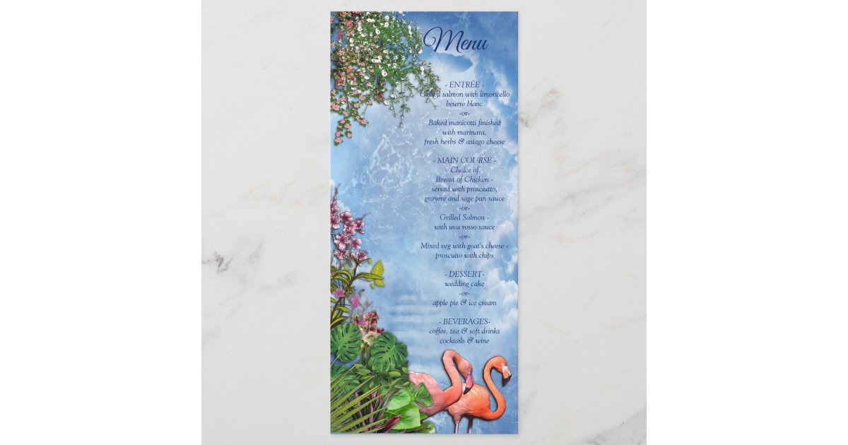 Tropical Vintage Blue Marble Palace Menu | Zazzle