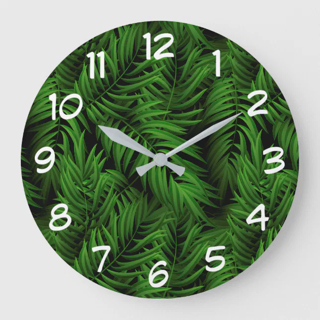 Tropical Wall Decor Palm Tree Large Clock | Zazzle