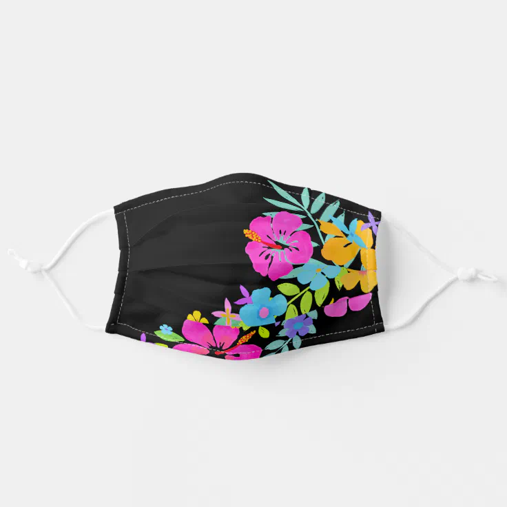 Tropical Watercolor Flowers Adult Cloth Face Mask | Zazzle