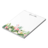 Tropical Watercolor Flowers with Flamingo Notepad | Zazzle