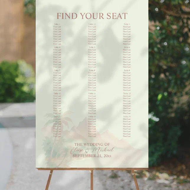 Tropical Watercolor Island Wedding Seating Chart Foam Board | Zazzle