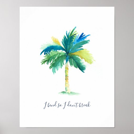 Tropical Watercolor Palm Tree Motivational Poster | Zazzle