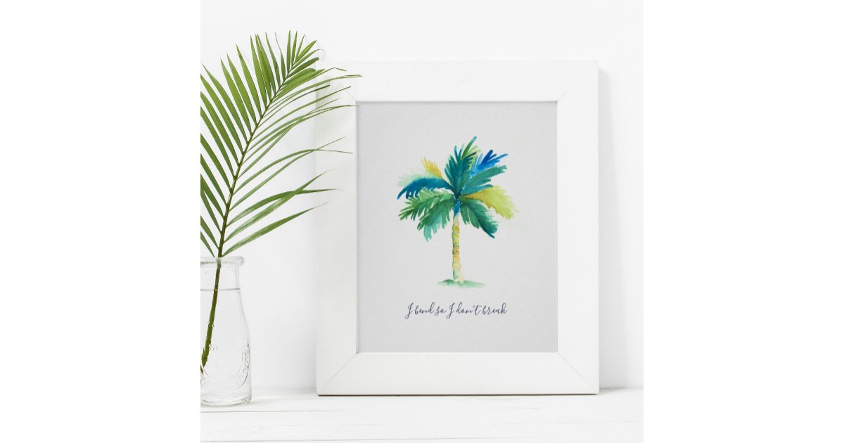 Tropical Watercolor Palm Tree Motivational Poster | Zazzle