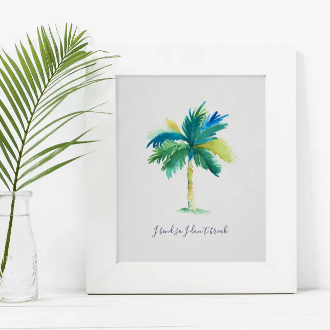 Tropical Watercolor Palm Tree Motivational Poster | Zazzle