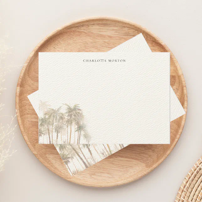 Tropical Watercolor Palm Trees Personalized Note Card | Zazzle