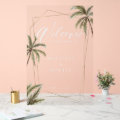 Tropical Watercolor Palm Trees Wedding Welcome Acrylic Sign | Zazzle