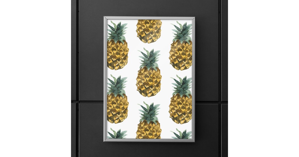 Tropical Watercolor Pineapple Seamless Pattern Poster | Zazzle
