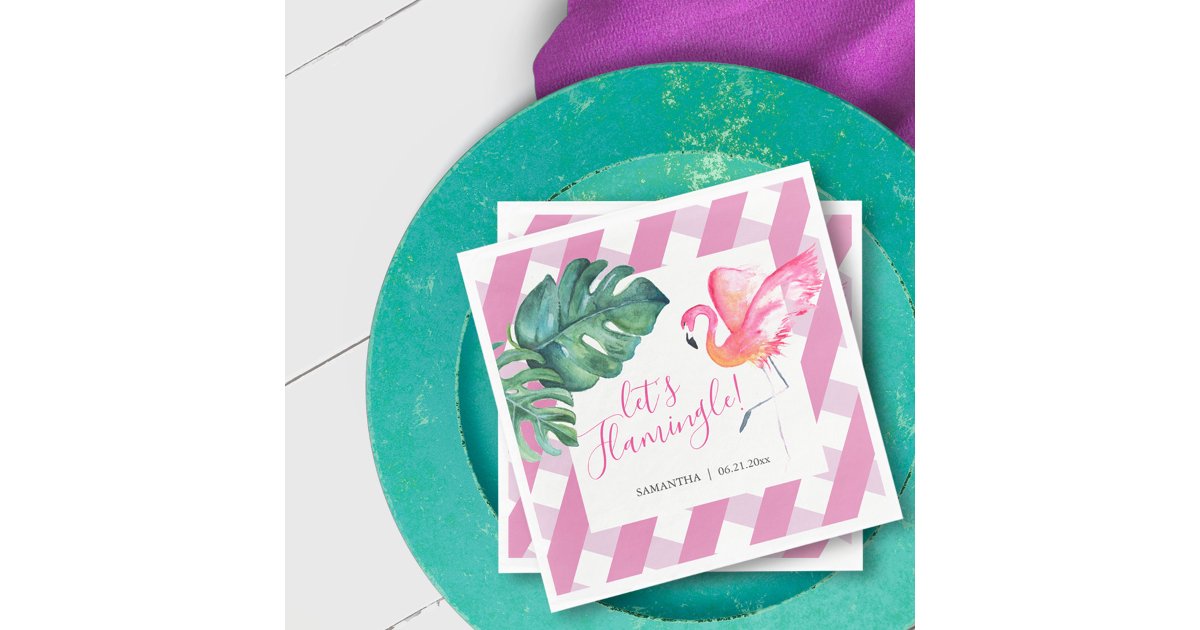 Tropical Watercolor Pink Flamingo Napkins | Zazzle