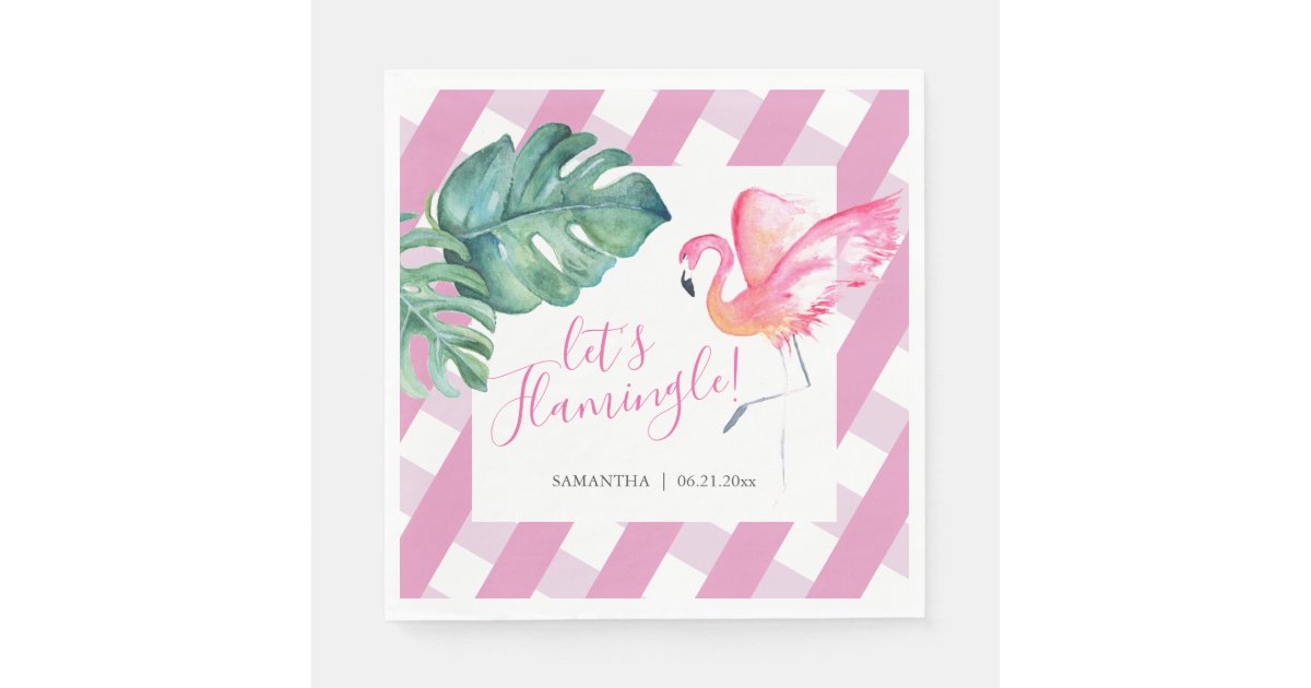 Tropical Watercolor Pink Flamingo Napkins | Zazzle