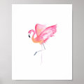 Tropical Watercolor Pink Flamingo Poster | Zazzle