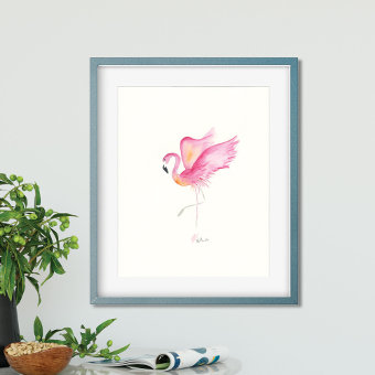 Tropical Watercolor Pink Flamingo Poster | Zazzle