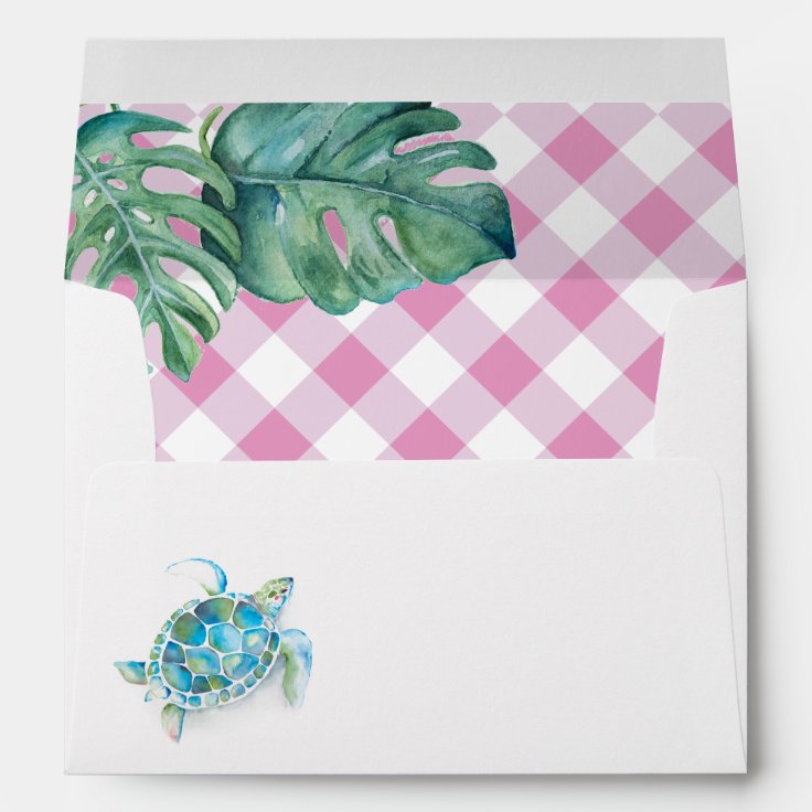 Tropical Watercolor Sea Turtle Baby Shower Envelope | Zazzle
