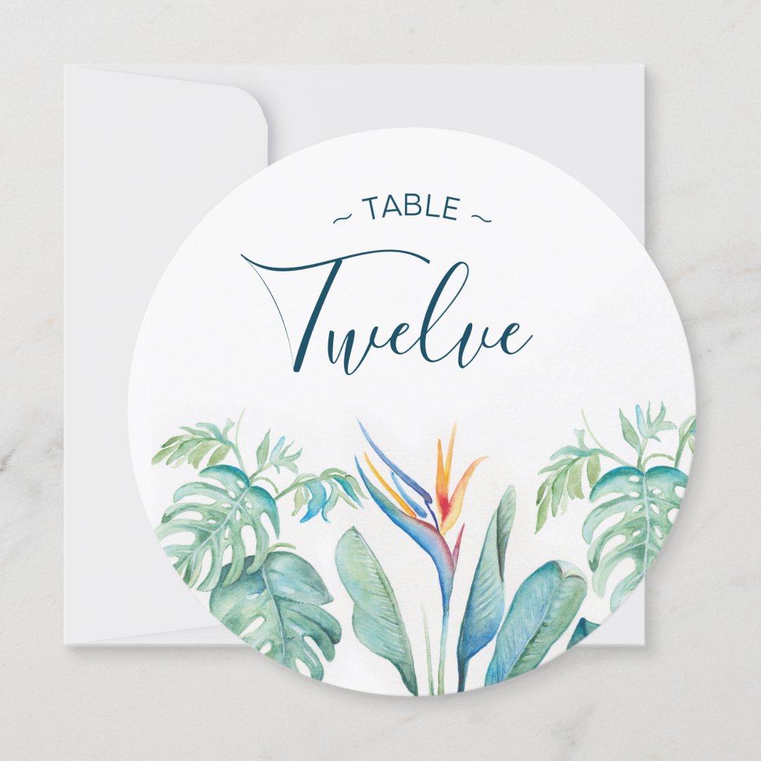 Tropical Watercolor Table Numbers | Zazzle
