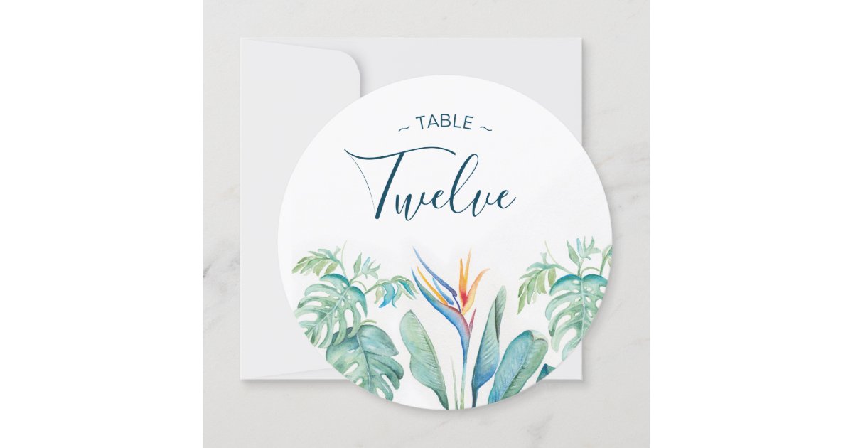 Tropical Watercolor Table Numbers | Zazzle