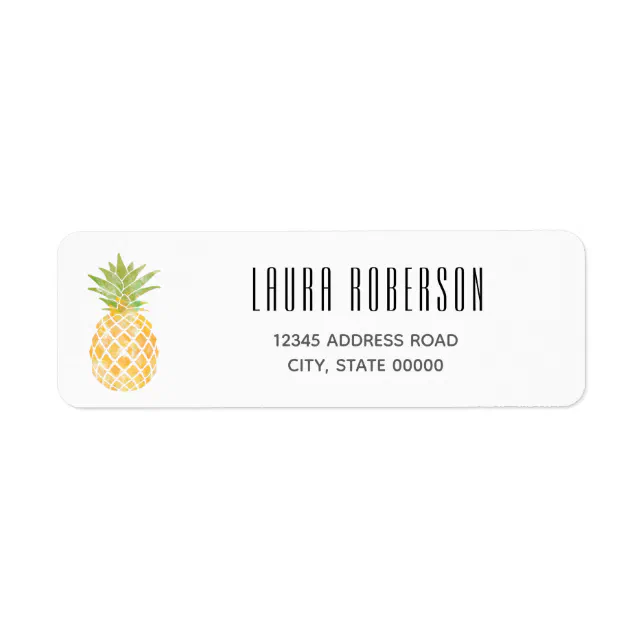 Tropical Watercolor Yellow Green Pineapple Stencil Label | Zazzle