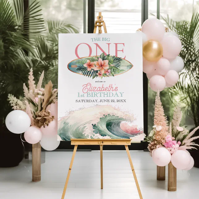 Tropical Wave The Big One 1st Birthday Welcome Foam Board | Zazzle