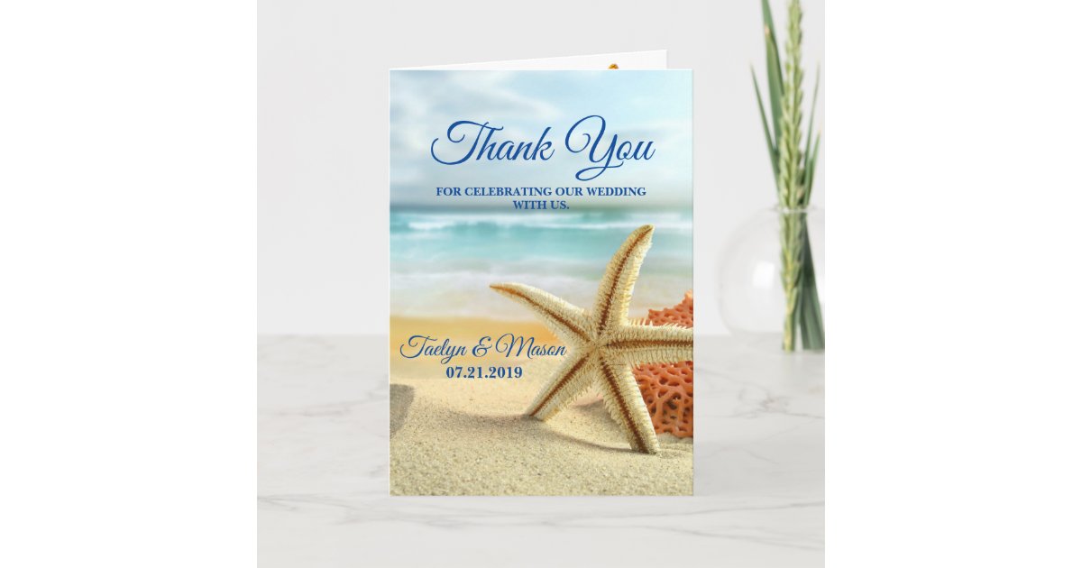 Tropical Wedding Beach Scene Thank You Card | Zazzle