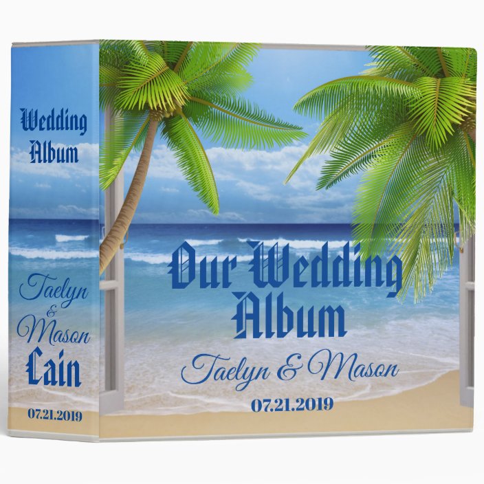 Tropical Wedding Beach Scene Wedding Album Binder | Zazzle.com