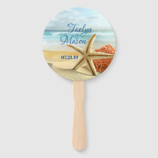 Tropical Wedding Beach Scene Wedding Hand Fans | Zazzle